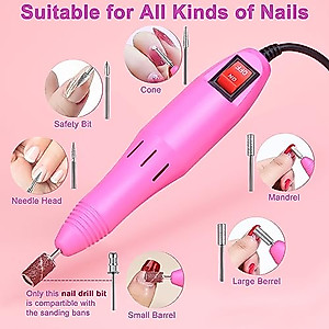 Electric Nail Drill, Cadrim Nail Drill Machine, Nail Electric Drill for Acrylic Nails Gel Nail Glazing Nail Drill Nail Art Polisher Sets Glazing Nail Drill Fast Manicure Pedicure, Pink