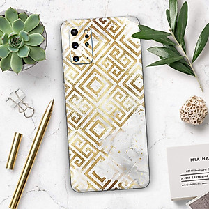 DesignSkinz Karamfila Watercolor & Gold V11 Protective Vinyl Decal Wrap Skin Cover Compatible with The Samsung Galaxy S20 (Screen Trim & Back Glass Skin)