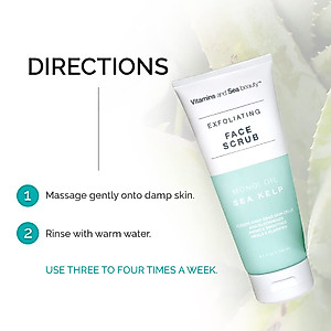 Vitamins and Sea Beauty, Hydrating Exfoliating Face Cleansing Wash Scrub, Deep Pore Cleanser with Monoi Oil and Sea Kelp Seaweed Skincare, 5.1 Fl Oz