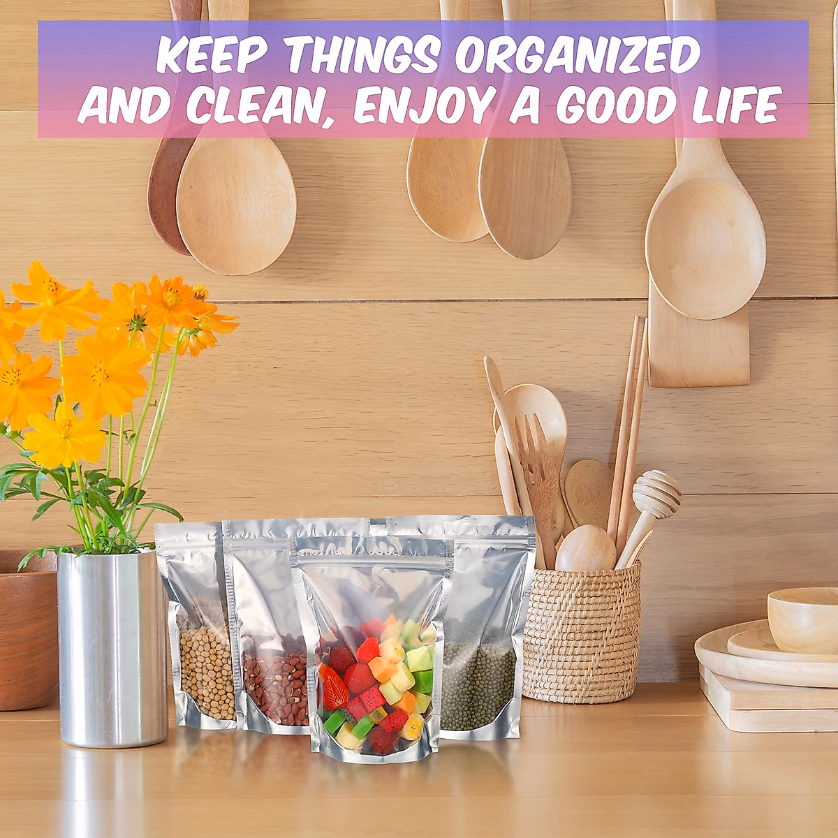 Ctosree 200 Pcs Stand Up Pouch Bags, Sealable Heavy Duty Clear Front with Aluminum Foil Back, Plastic Zipper Food Coffee Candy Storage, Reclosable Bags and Heat Sealable Food Storage (3.5" x 6")