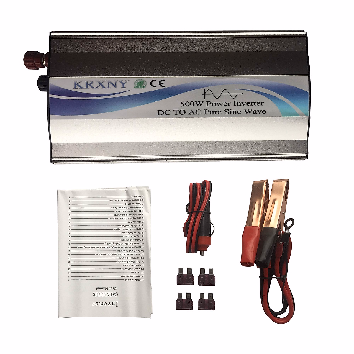 KRXNY 500W Car Power Inverter DC 12V to AC 110V 120V 60HZ Pure Sine Wave Converter with LED Display US Socket