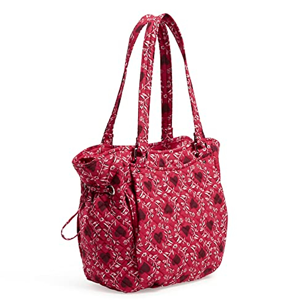 Vera Bradley Women's Cotton Glenna Satchel Purse, Imperial Hearts Red - Recycled Cotton, One Size