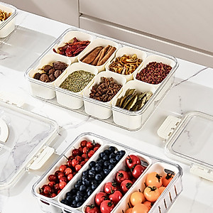 2 Pack Divided Serving Tray with Lid and Handle, 12 Compartments Snackle Box Charcuterie Container for Portable Snack Platters Clear Organizer for Candy Fruits Veggie Snacks Party Entertaining Picnic