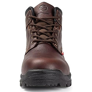 SUREWAY Mens Waterproof Soft/Steel Toe Work Boots/Shoes for Men,Full-Grain Leather,Oil/Slip Resistant,Lightweight,Anti-Fatigue for Standing/Walking All Day Long,Steel Toe Brown,Size 9.5