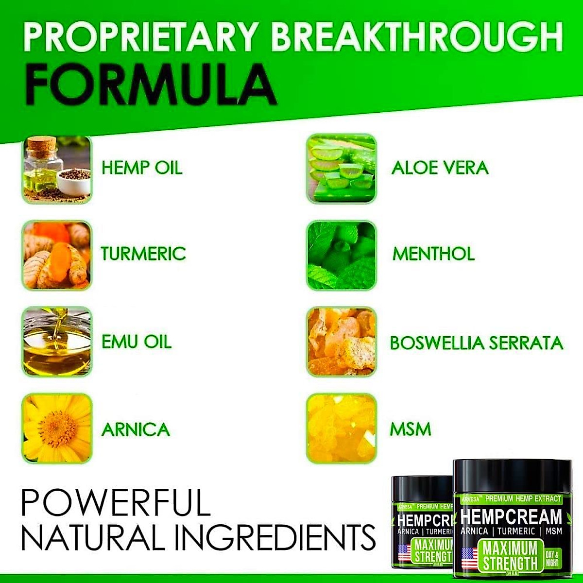 Hemp Cream - Maximum Strength - Relieve Muscle, Joint, Back, Knee - Natural Hemp Oil Extract Gel Rub with MSM - Glucosamine - Arnica - Turmeric - Maximum Strength - Formulated in USA - 3.9 oz