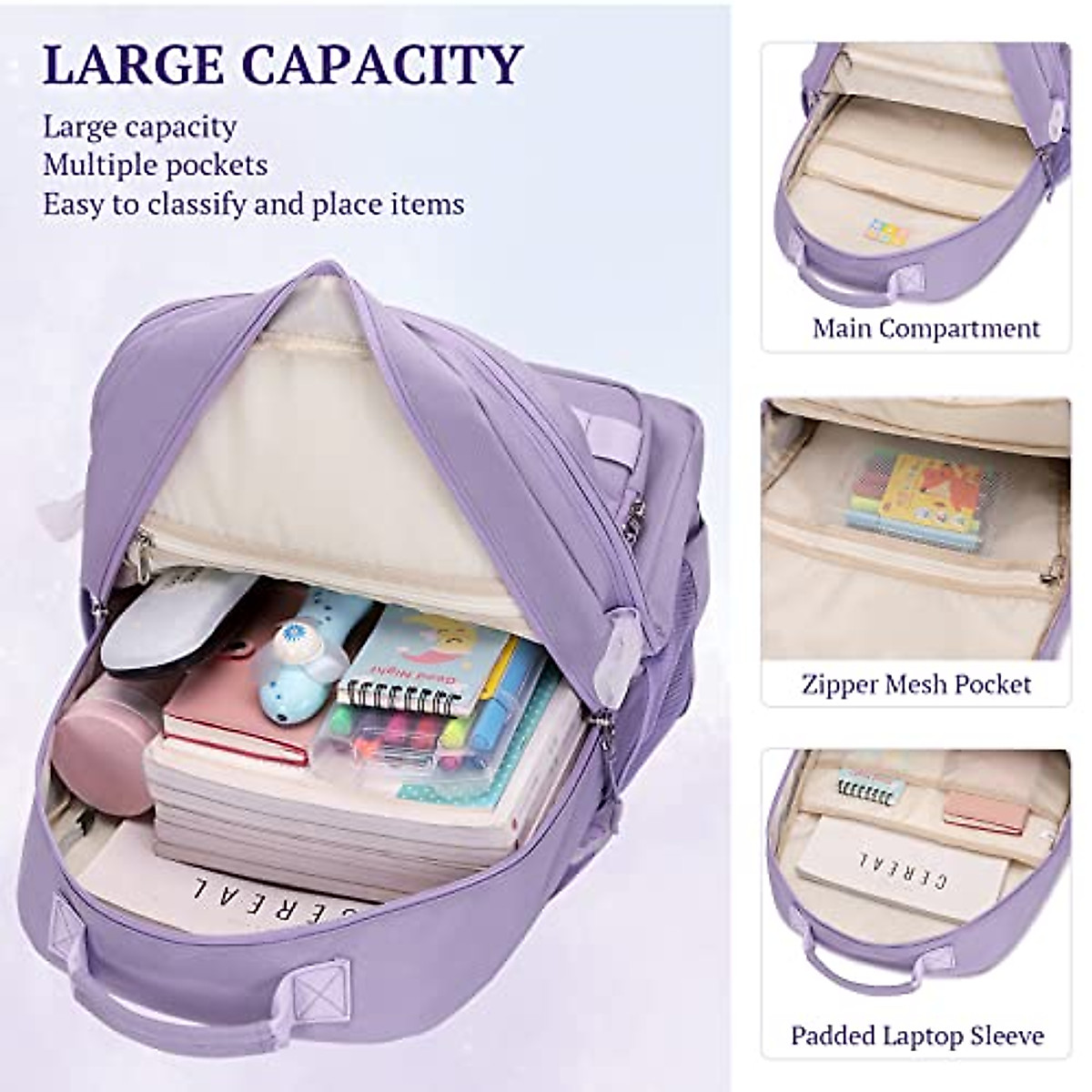 Lanola Laptop Backpack,Business Travel Anti Theft Durable Laptops Backpack,Water Resistant College School Computer Bag for Women & Men Fits 15.6 Inch Laptop and Notebook - Purple