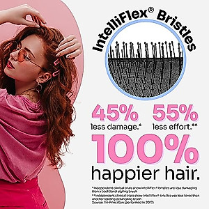 Wet Brush Paddle Detangler Hair Brush, Black - Ultra-Soft IntelliFlex Bristles with AquaVent Design – Great For Hair Treatments - Pain-Free Brush For Women, Men, Wet Dry Damaged Hair