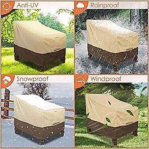 Yipincover Patio Chair Covers Waterproof 2Pack,Heavy Outdoor Furniture Covers,Thick Deep Seat Lounge Covers 600D Oxford Cloth(Beige & Brown,31" W×38" D×29" H)-1Year Warranty