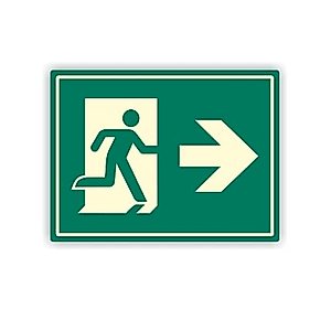 Photoluminescent exit sign - Mini Running Man Exit Symbol Right Arrow (8" x 6")