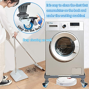 Multi-Functional Furniture Dolly Roller Base Adjustable Movable Base Refrigerator Stand for Washing Machine Refrigerator and Dryer (8 Rounds of Lifting)