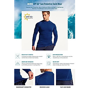 TSLA Men's UPF 50+ Long Sleeve Rash Guard, UV/SPF Quick Dry Swim Shirt, Water Surf Swimming Shirts, Basic Guard Navy, X-Large