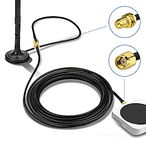 Bingfu WiFi Antenna Extension Cable 50 feet RP-SMA Male to RP-SMA Female Bulkhead Mount Double Shielded Low Loss -100 Cable for WiFi Wireless Router Hotspot Security IP Camera