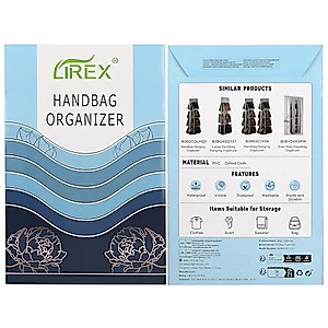 Lirex Handbag Hanging Purse Organizer for Closet, 8 Pocket Handbag Storage Organizer Hanger Oxford Cloth Closet Organizer for Family Closet Bedroom, Foldable and Universal Fit, Dark Grey