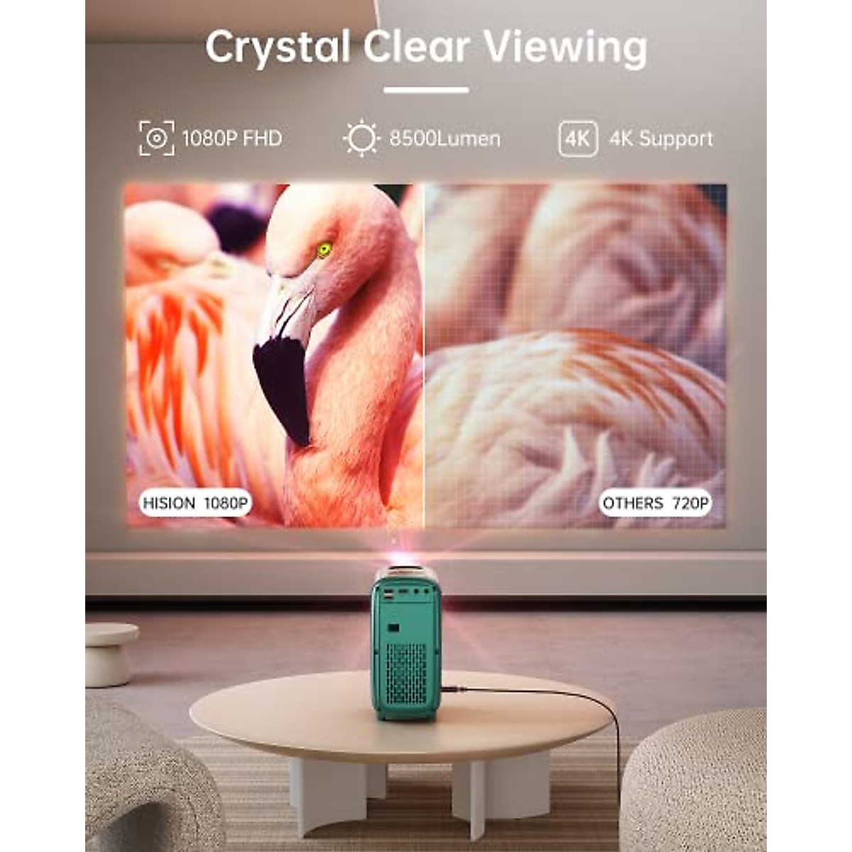 HISION Mini Projector: 1080P 4K Bluetooth | Home Theater