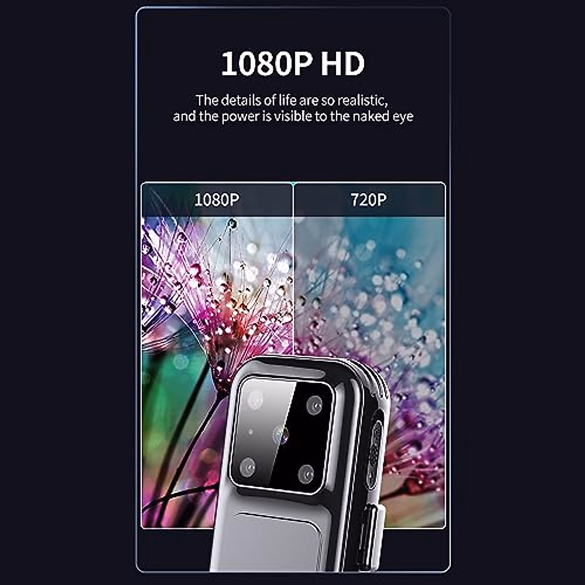 BOLORAMO Wearable Camera, 16G Storage USB2.0 Interface WiFi Sports Camera Infrared Night for Video Shooting