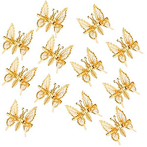 12 Pieces 3D Hair Clips Gold Metal Moving Butterfly Barrettes Clamps Pins Cute Hair Styling Accessories for Women and Girls