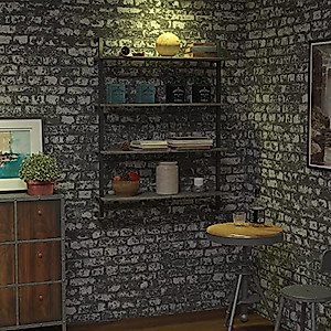 Kiimeey 4-Shelf Bookshelf Wall Mount Bookcase Floating Industrial Shelf (L35.4 Oyster Grey)