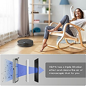 EICOBOT Robot Vacuum Cleaner,Tangle-Free Suction, Quite,Ultra Slim,Automatic Self-Charging,550ml Large Dustbin, Good for Pet Hair,Hard Floor and Low Pile Carpet,R20,Star Black