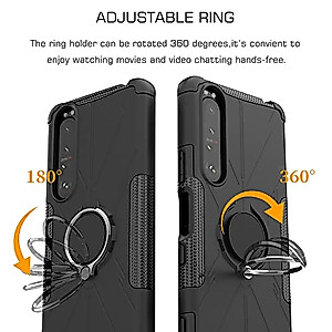 LiuShan Compatible with Sony Xperia 1 III case,360° Rotation Ring Holder KickstandMilitary Grade Shockproof Cover for Sony Xperia 1 III Smartphone（Not Applicable Sony Xperia 10,Black