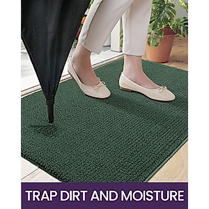 DEXI Door Mat Entryway Doormat Front Entrance Non-Slip Low Profile Washable for Inside Entry 23.5"x35.5",Sea Green