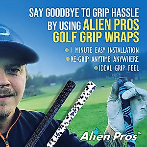 ALIEN PROS Golf Grip Wrapping Tapes (3-Pack) - Innovative Golf Club Grip Solution - Enjoy a Fresh New Grip Feel in Less Than 1 Minute (3-Pack, Black Cubic)