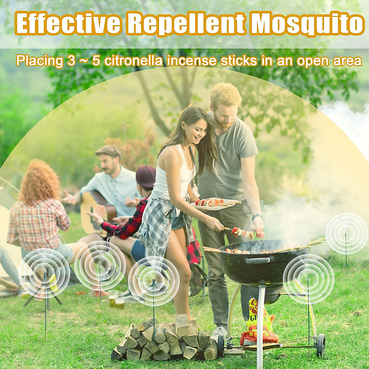 Mosquito Repellent Incense Sticks 90 Pcs, Plant Repellent Incense Stick with Citronella Outdoor, Deet Free Natural Mosquitoes Killer for Camping, Indoor