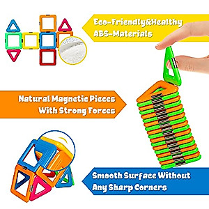 idoot 68pcs Compatible Magnetic Tiles Building Blocks STEM Toys for 3+ Year Old Boys and Girls Learning by Playing Montessori Toys Building Magnets Toys for Kids