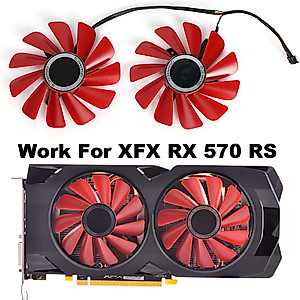 inRobert FDC10U12S9-C Video Card Fan Replacement Red Fan for XFX RX 570 RS Graphic Card RX570 Cooler
