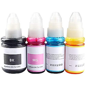 Compatible Refill Dye Ink for GI-290 GI290 Color Ink Kit Compatible for Canon PIXMA G4200 G4210 G3200 G1200 G2200 Printer, (Black Cyan Magenta Yellow, 4-Pack) Black 135ML C/M/Y 70ML