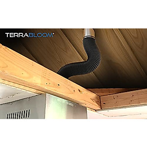 TerraBloom Flexible 6 Inch Ducting - Black 25 Feet Flex Aluminum Duct with 2 Clamps – 4 Layer HVAC Ventilation Air Hose - Great for Grow Tents, Dryer Rooms, House Vent Register Lines