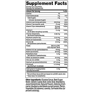 OLLY Men's Multivitamin Gummy, Immune Support, Vitamins A, C, D, E, B, Lycopene, Zinc, BlackBerry, 60 Day Supply - 120 Count