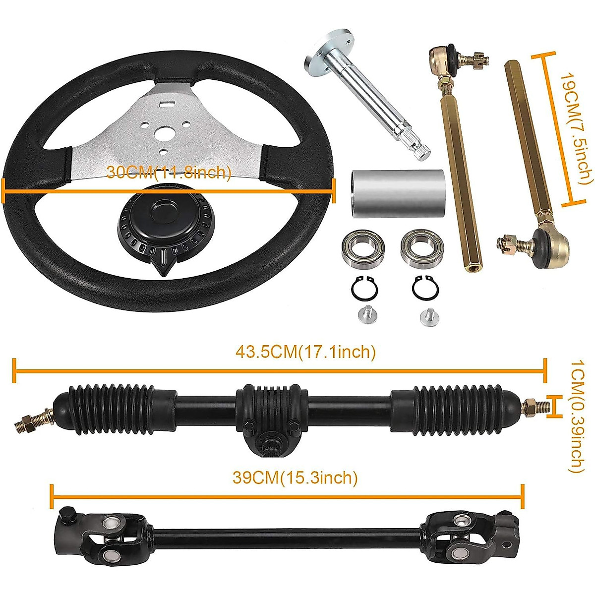 300mm Steering Wheel Tie Rod Rack Adjustable Shaft Tie Rod Kits for Go Kart ATV UTV 110cc 125cc 140cc 150cc