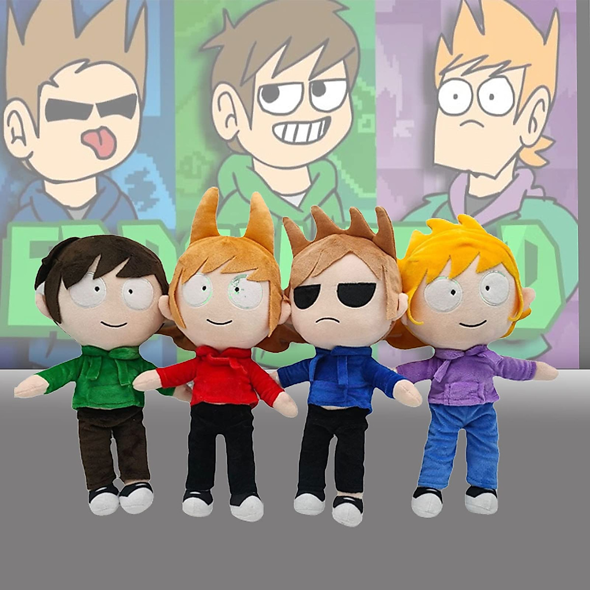 ZYSMJSY 12.6-14.9in Eddsworld Plush Doll, Eddsworld Plushies, Tord Eddsworld Toy, Tord & Matt/Tom & EDD Soft Stuffed Animals Doll, Tord Doll Toys for Fans of Eddsworld. (4 PCS)