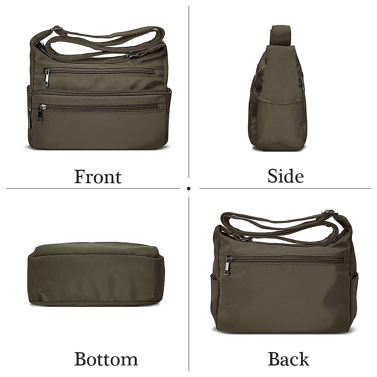 Volcanic Rock Lightweight Shoulder Bags Messenger Handbags Multi Pocket Nylon Waterproof Crossbody Bags