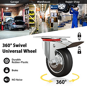 3 Tier Rolling Tool Cart, Tool Cart with Lockable Drawers and Universal Wheels, 500 LBS Capacity Service Utility Cart, Mechanic Tool Cart on Wheels for Garage, Warehouse, Repair Shop, Black