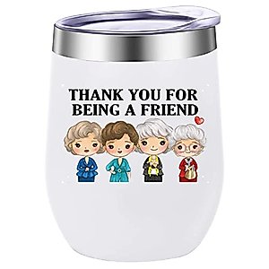Thank You for Being a Friend Mug Gift - Friend Gifts, Golden Friendship Birthday Gifts for Women Buddies Besties Sisters Female Girls - Inspired Coffee Tumbler Cups 12 OZ -Mothers Day Gifts ( White)