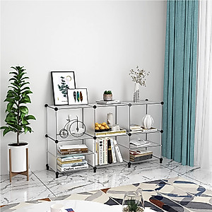 FUNLAX Cube Storage Organizer, Plastic Storage Cube with Divider Design, Interlocking Closet Organizer and Storage Shelves, DIY Square Closet Cabinet Shelves Bookshelf for Bedroom Home Office White