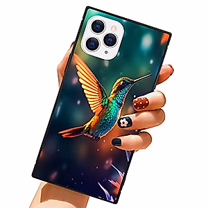 KOLHUBI Case Compatible with iPhone 13 Pro Max Designer Hummingbird Art-067 Metal-Plated Protective Cover Unique Design Suitable for Wireless Charging iPhone 13 Pro Max Fashion Pattern
