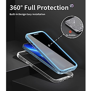 Neeliup Privacy Case for iPhone 13 Pro Max[100% Screen Sensitivity][with Anti Peep Screen Protector][Full Body Protection] Magnetic Case for iPhone 13 Pro Max Sierra Blue