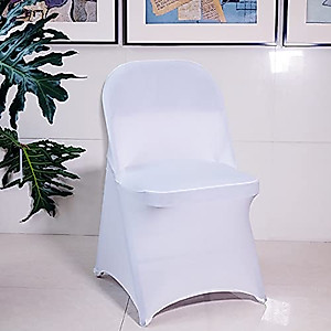 Babenest Spandex Folding Chair Covers - 50 PCS Upgraded Universal Stretch Washable Fitted Chair Slipcovers Protector for Wedding, Holidays, Banquet, Party, Celebration (White)