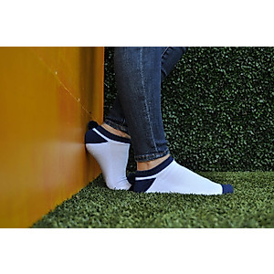 Everything Legwear Sock House Co. Pom Pom Socks (4 Pair) - Team Spirit Athletic Socks - Fits Ladies Shoe Size: 4-10 (Navy)