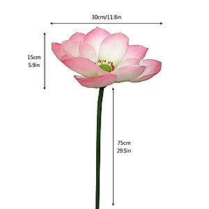SMLJFO 35.4in Artificial Lotus Branch Simulation Plant Ornaments PU Fake Flower Decoration with Rod for Table Garden Wedding Party Office Home Decor
