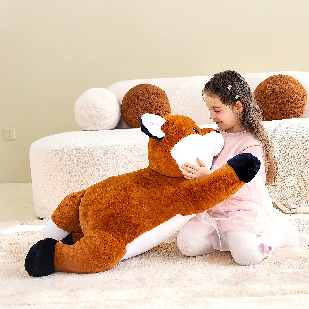 IKASA Giant Fox Stuffed Animal Plush Toy, 30" Large Big Soft Toys for Kids Girls Boys Girlfriend Childrens