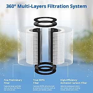AP-PET35 AP-T30 Replacement Filter Compatible with HoMedics TotalClean Air Purifier Models 5-in-1 AP-T30FL AP-T30WT AP-PET35FL AP-PET35-WT, 360° Filtration 5 Layers 3 in 1 H13 True HEPA Filter