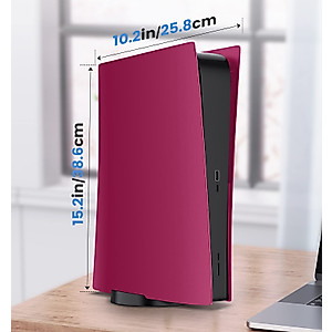 PS5 Faceplate Case PS5 Plate Cosmic Red Replacement Cover for Disc Playstation 5, Hard Shell Case Shockproof Side Plates Skin for PS5 Disc Version Console - Red