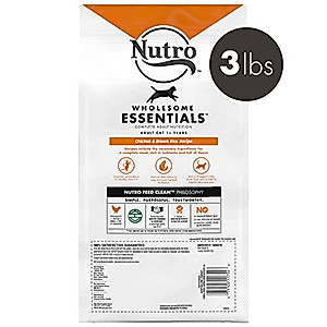 NUTRO WHOLESOME ESSENTIALS Adult Hairball Control Natural Dry Cat Food Farm-Raised Chicken & Brown Rice Recipe, 3 lb. Bag