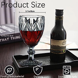 6 Pieces Vintage Wine Glasses Set, 8 Ounce Colored Glass Water Goblets, Stemmed Retro Style Drinking Glasses, Crystal Glass Cups, Dishwasher Safe, for Wedding Party Red Wine Glass with Gift Box