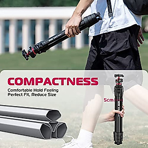 ULANZI MT-55 Ombra Travel Tripod, 62.2" Professional Camera Video Tripod, Aluminum Tripod W/ 360° Ball Head&Quick Release Plate, Max Load 17.6 LB for Nikon Canon DSLR Camcorder, Phone Holder Included