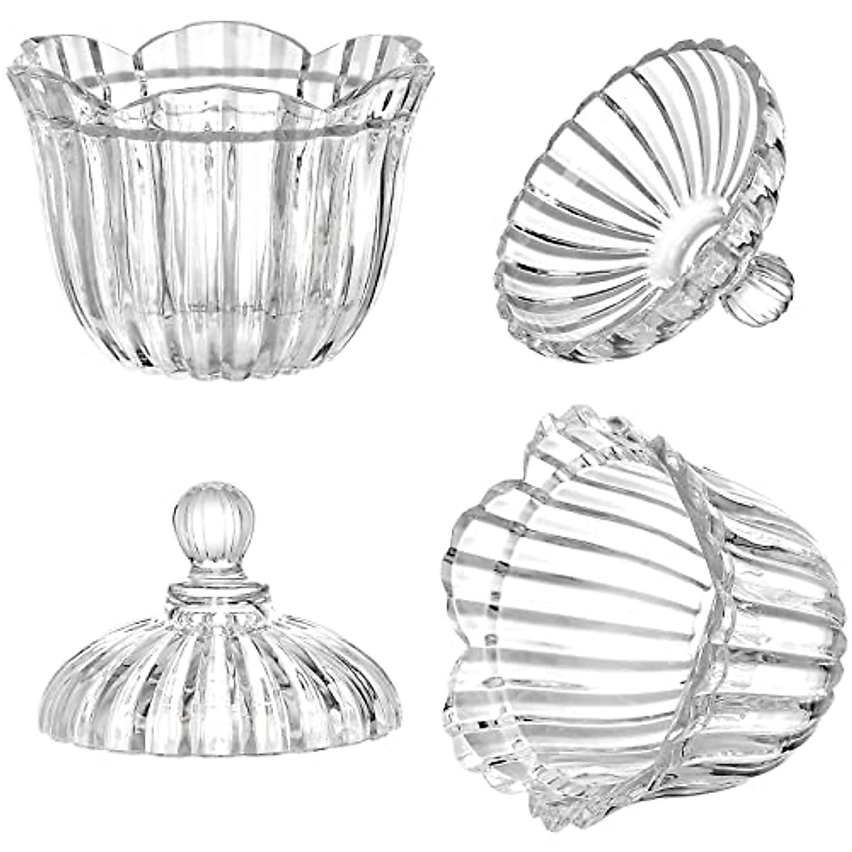 Hacaroa 2 Pack Acrylic Candy Dish with Lid, Crystal Covered Candy Bowls, Decorative Candy Jar Containers for Candy Buffet, Party, Wedding, Housewarming, Clear