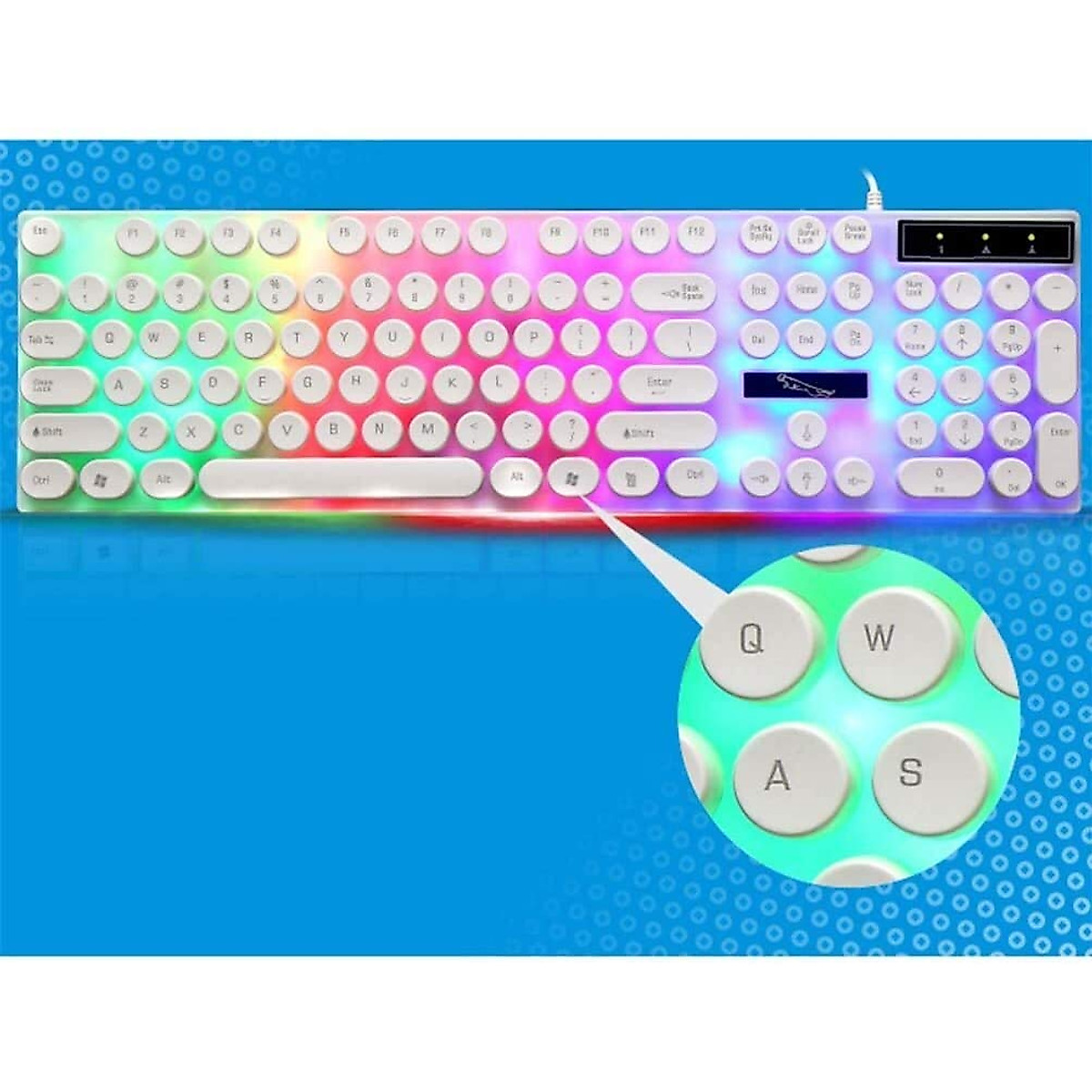 HJJWL Gaming Keyboard and Mouse Combo, RGB Rainbow Backlit Keyboard Compact USB Wired Mechanical Feeling Keyboard for Computer Gamer Office (White),Colour Name:Black (Color : White)